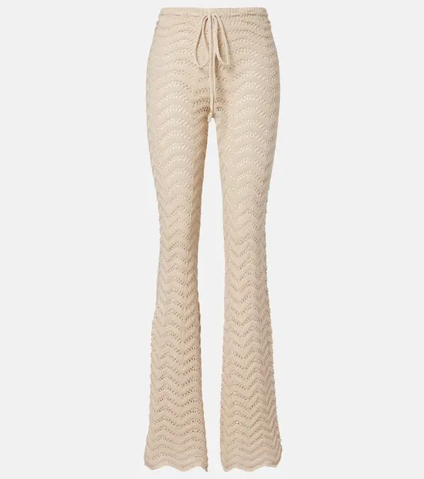 BANANHOT Kim Cotton-blend Flared Pants - Beige