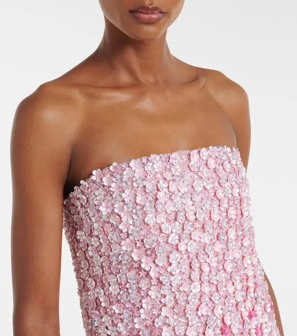 LA FUORI Floral Sequined Silk Gown