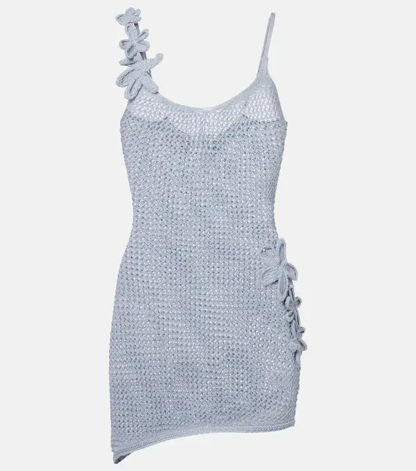 BANANHOT Maris Open-knit Lamé Minidress - Blue