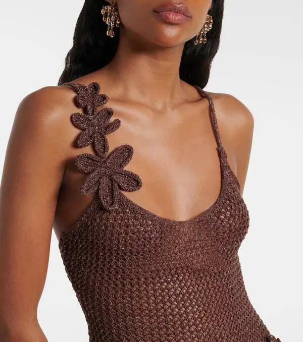 BANANHOT Maris Open-knit Lamé Minidress