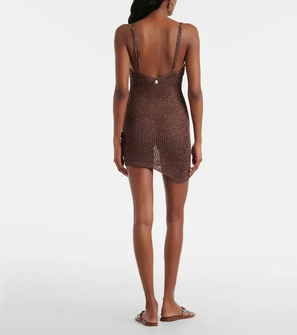 BANANHOT Maris Open-knit Lamé Minidress