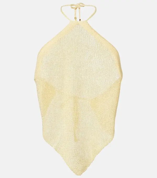 BANANHOT Liz Sequined Halterneck Top - Yellow