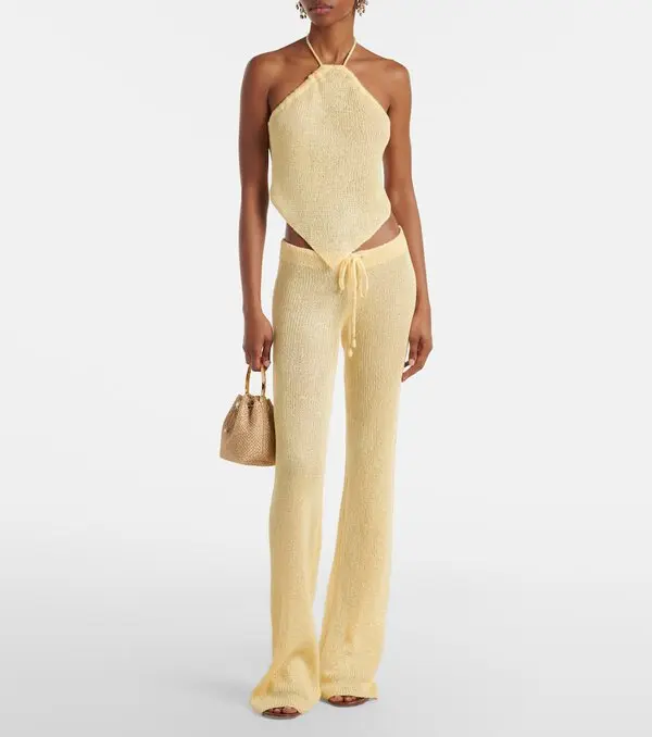 BANANHOT Liz Sequined Halterneck Top - Yellow