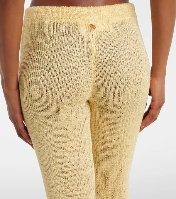 BANANHOT Liz Sequined Flared Pants - Yellow