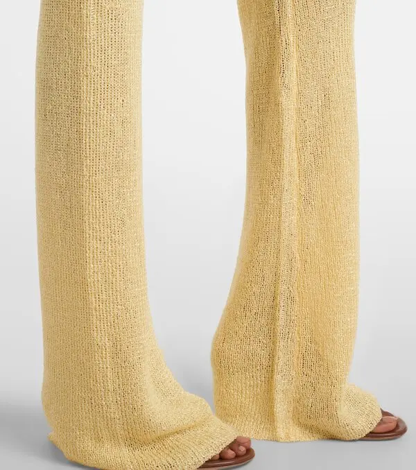 BANANHOT Liz Sequined Flared Pants - Yellow
