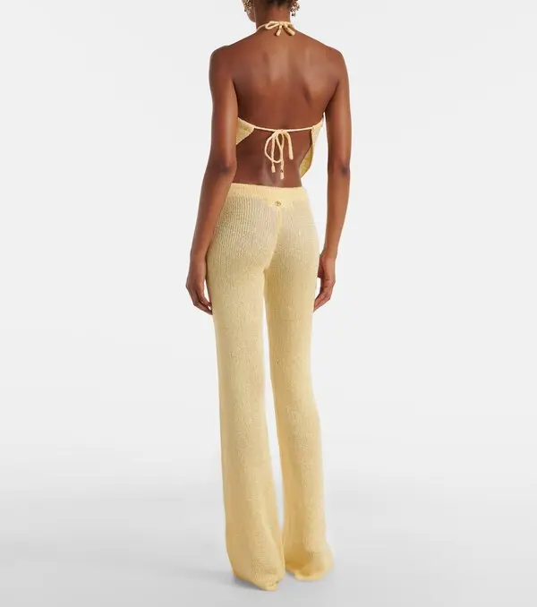 BANANHOT Liz Sequined Flared Pants - Yellow