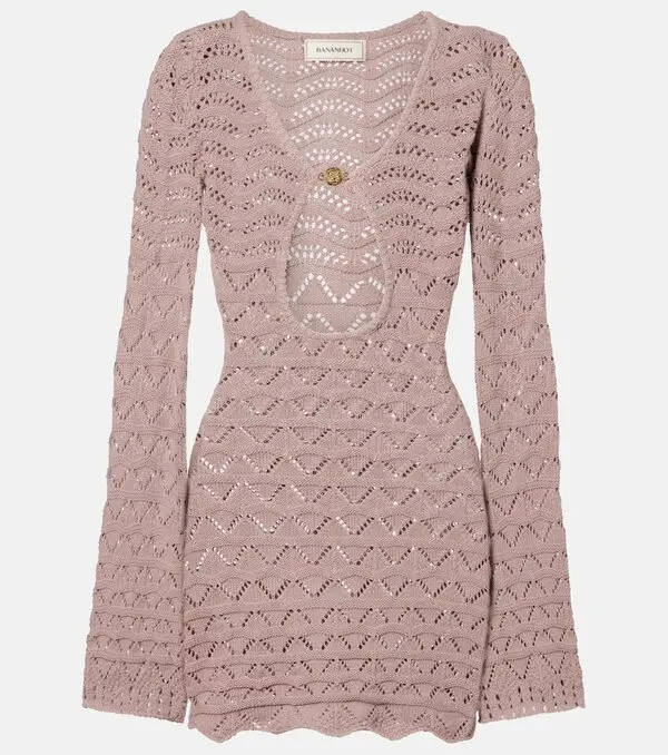 BANANHOT Knitted Cotton-blend Minidress - Pink