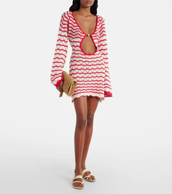 BANANHOT Knitted Cotton-blend Minidress - Red