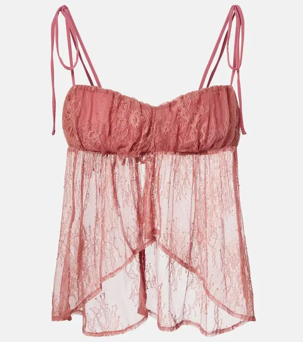 BANANHOT Kendall Lace Crop Top - Pink
