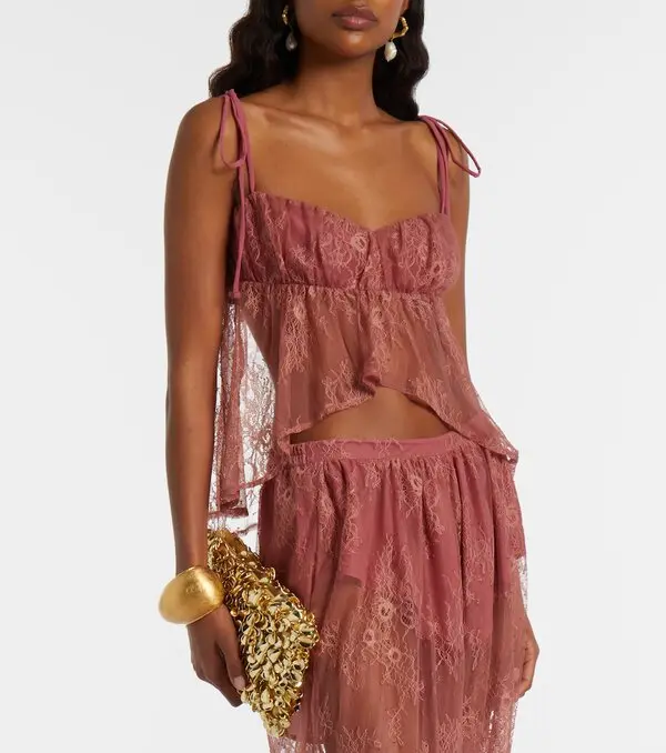 BANANHOT Kendall Lace Crop Top - Pink