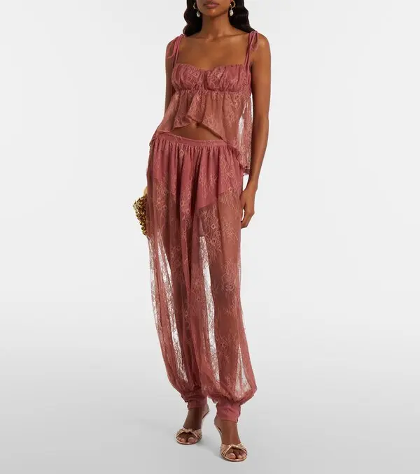 BANANHOT Kendall Lace Crop Top - Pink