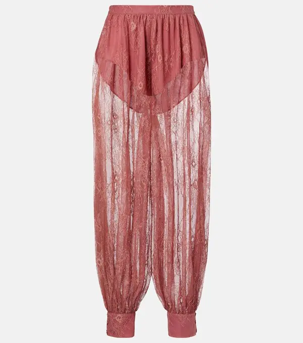 BANANHOT Kendall Lace Balloon Pants - Pink
