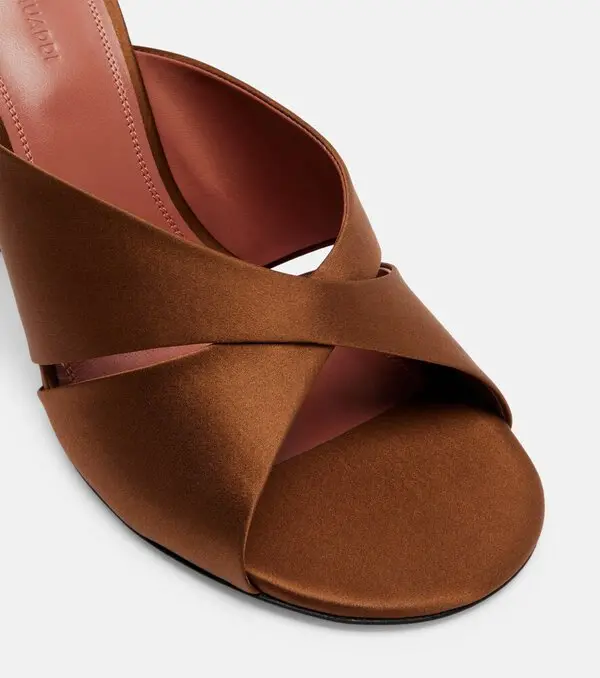 Amina Muaddi Salma Satin Mules - Brown