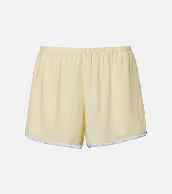 SIR. Lace-trimmed Silk Shorts - Yellow