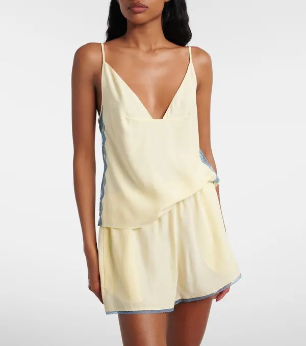 SIR. Lace-trimmed Silk Shorts