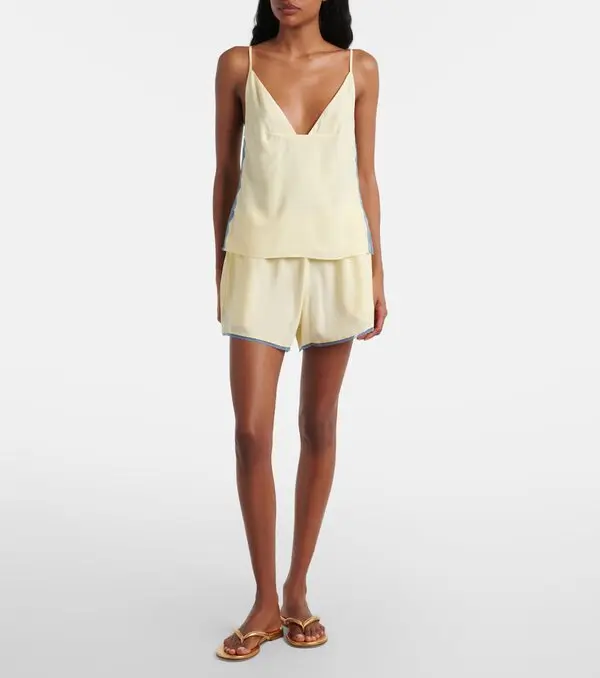 SIR. Lace-trimmed Silk Shorts