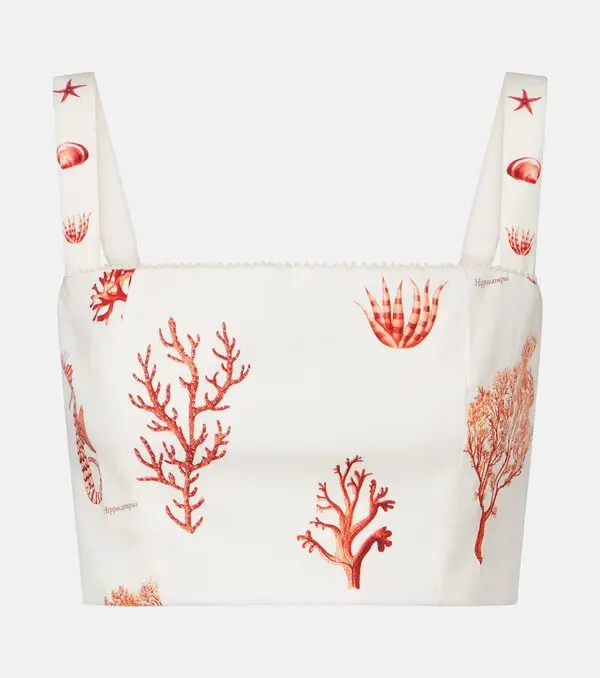 Agua Bendita Cacao Printed Crop Top - White