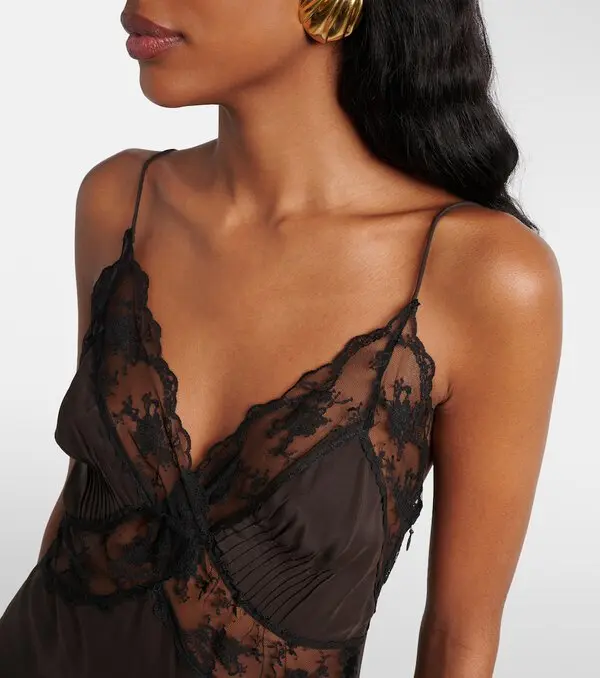 SIR. Lace-trimmed Silk Minidress