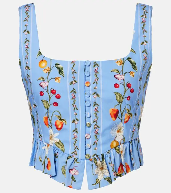 Agua Bendita Eslabón Printed Bustier Top - Blue