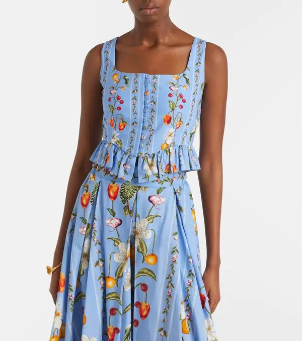 Agua Bendita Eslabón Printed Bustier Top - Blue