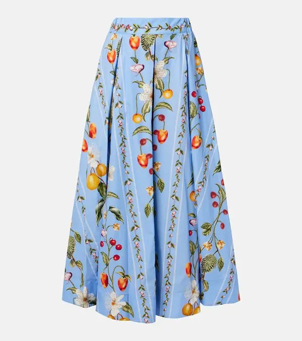 Agua Bendita Delta Printed Cotton Maxi Skirt