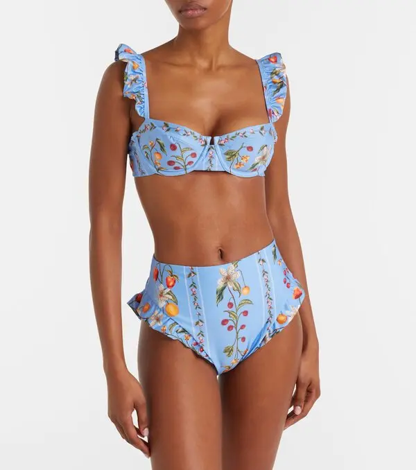 Agua Bendita Kiwi Printed Bikini Top - Blue