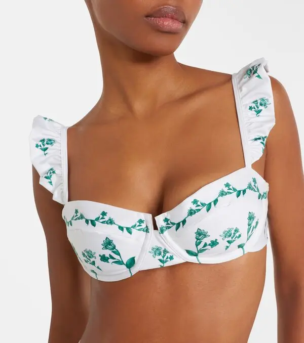 Agua Bendita Floral Bikini Top - White