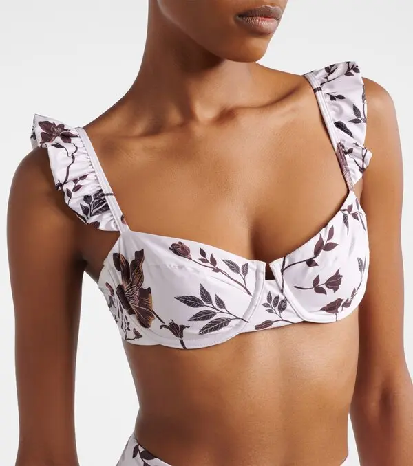 Agua Bendita Floral Bikini Top - White