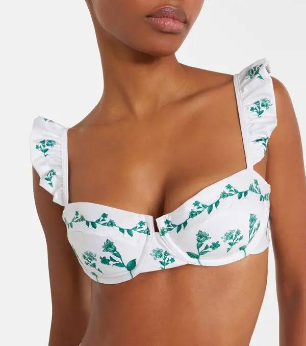 Agua Bendita Floral Bikini Top - White