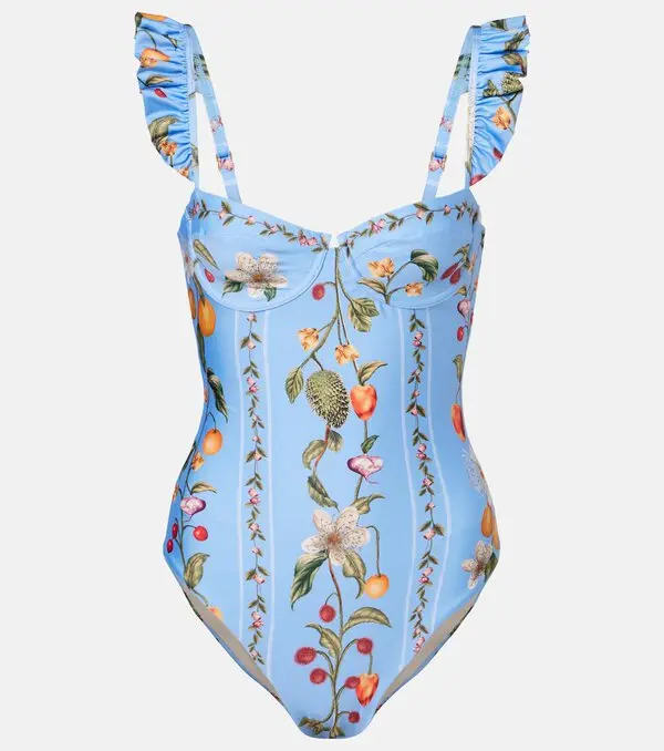 Agua Bendita Ajonjoli Printed Ruffled Swimsuit - Multicoloured