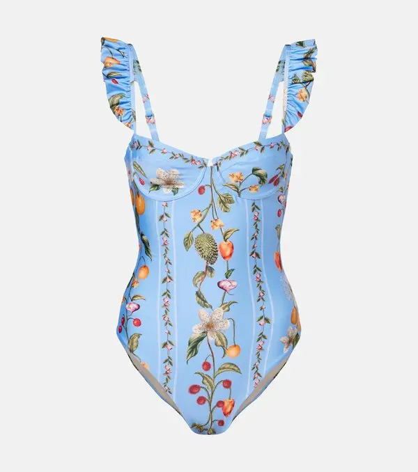Agua Bendita Printed Ruffled Swimsuit - Multicoloured