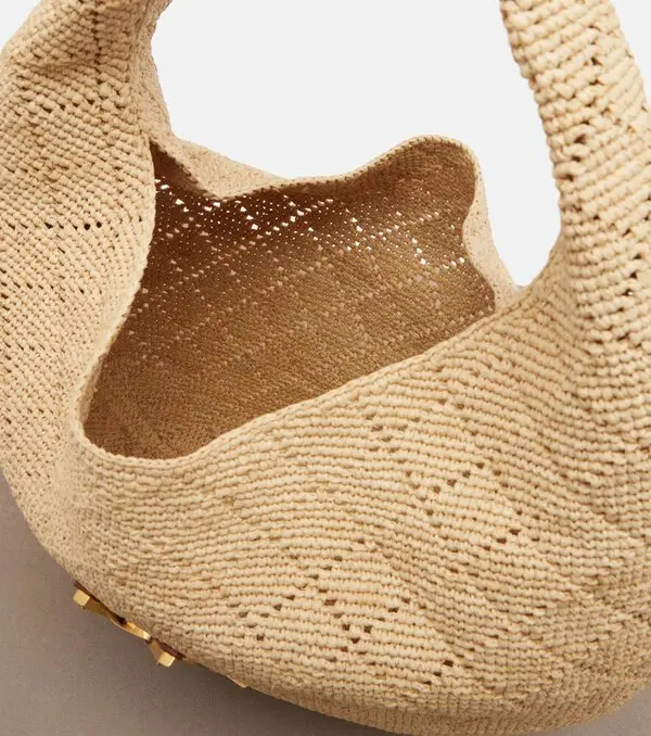 Saint Laurent Icare Raffia Shoulder Bag - Beige