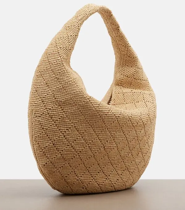 Saint Laurent Icare Raffia Shoulder Bag - Beige