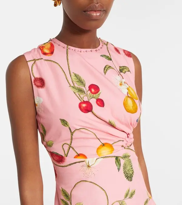 Agua Bendita Otoño Printed Cotton Midi Dress