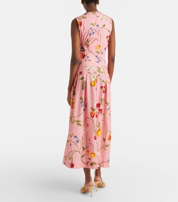 Agua Bendita Otoño Printed Cotton Midi Dress