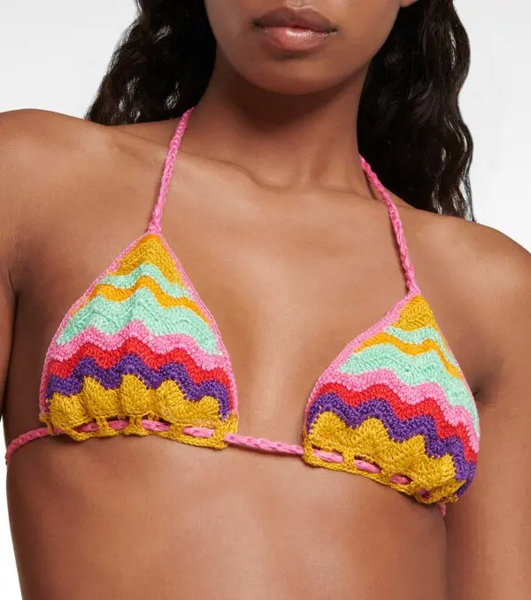 Anna Kosturova Crochet Cotton Bikini Top - Multicoloured