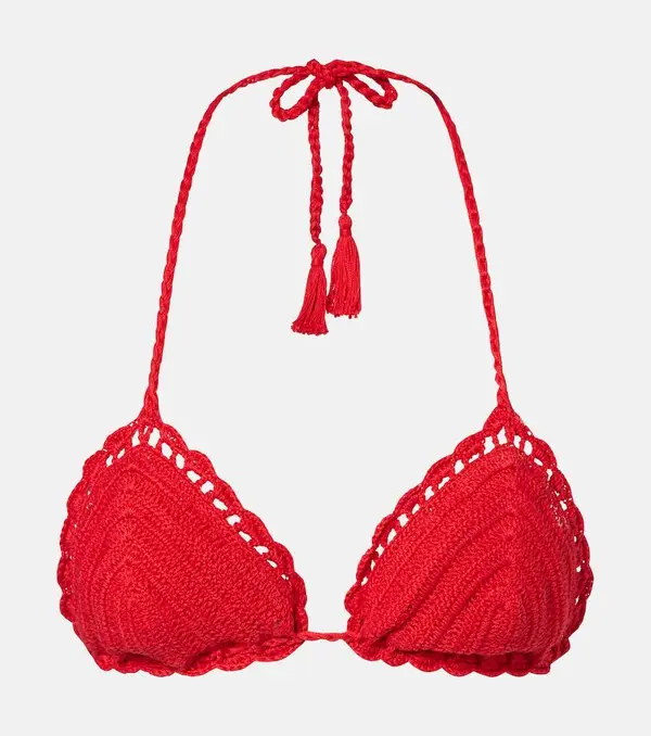 Anna Kosturova Crochet Cotton Bikini Top - Red