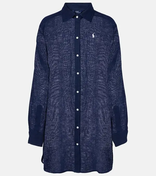 Polo Ralph Lauren Cotton And Linen Button-down Shirt - Blue