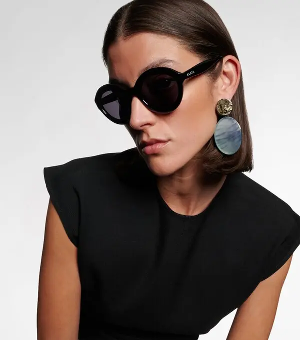 Alaïa Round Frame Sunglasses - Black