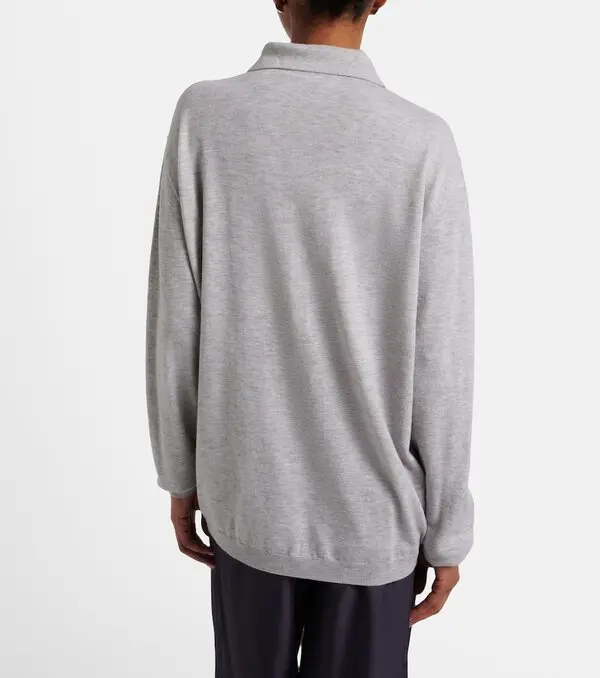 THE FRANKIE SHOP Tala Wool-blend Polo Sweater - Grey