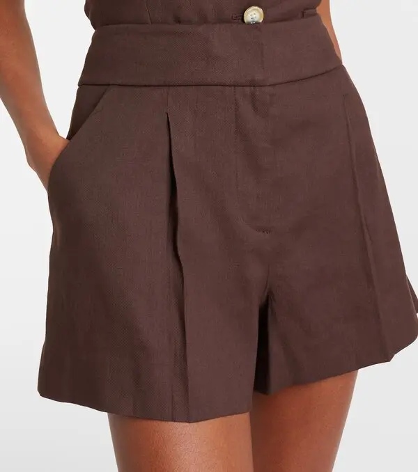 Veronica Beard Haina Linen-blend Twill Shorts - Brown