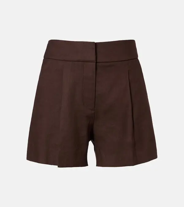 Veronica Beard Haina Linen-blend Twill Shorts - Brown