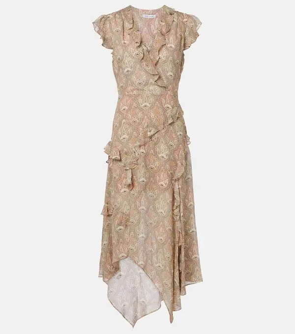 Veronica Beard Avenel Printed Midi Dress - Beige