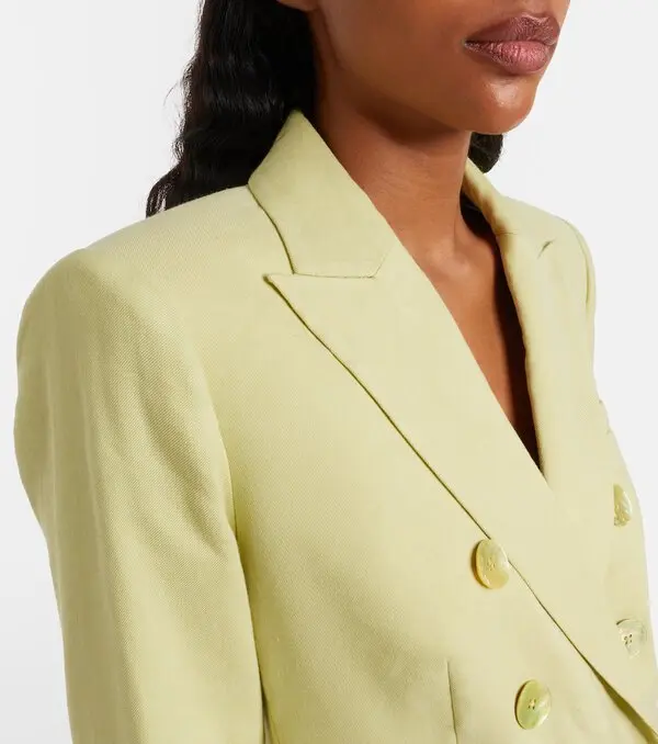 Veronica Beard Miller Double-breasted Linen-blend Twill Blazer - Green