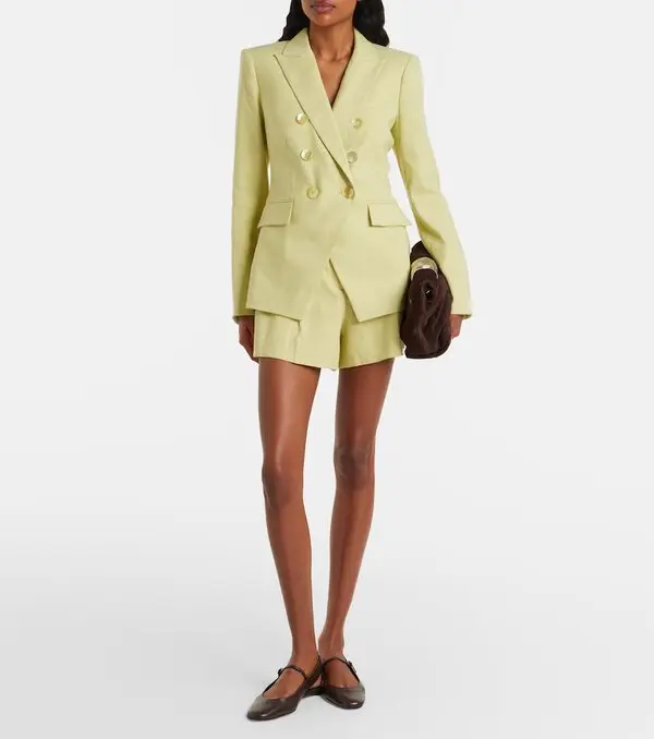 Veronica Beard Miller Double-breasted Linen-blend Twill Blazer - Green