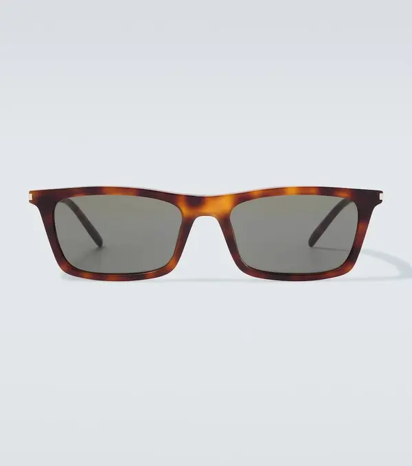 Saint Laurent Corner Angle Rectangular Sunglasses - Brown