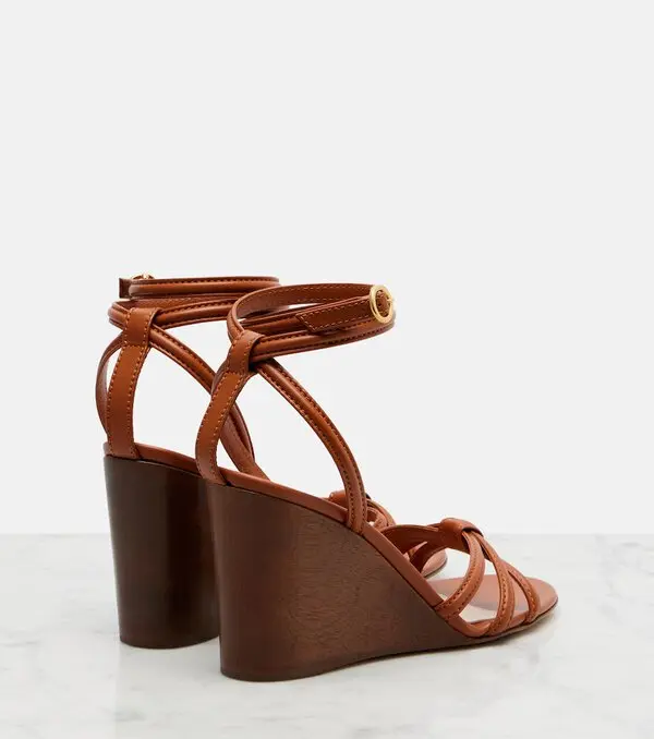 GIANVITO ROSSI Leather Wedge Sandals - Brown