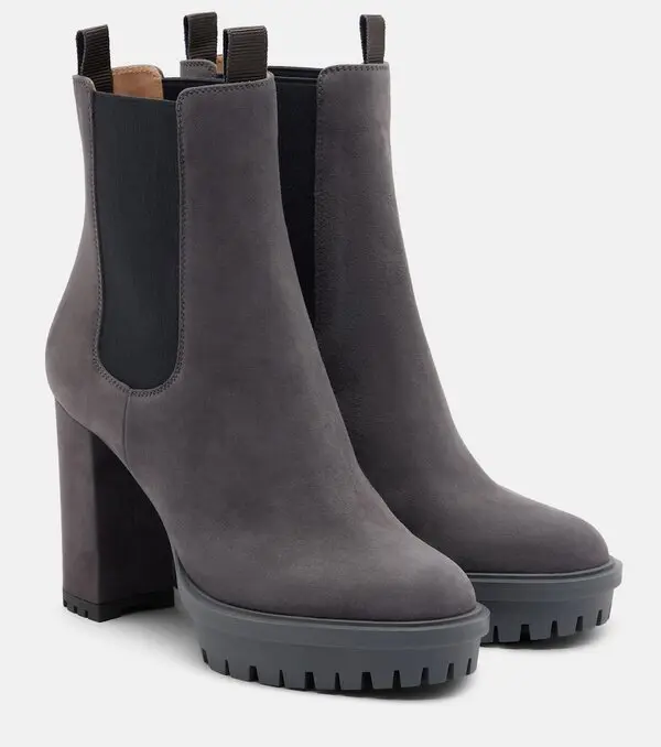 GIANVITO ROSSI Barry Suede Chelsea Boots - Grey