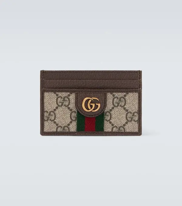 Gucci Ophidia Leather-trimmed Card Case - Brown