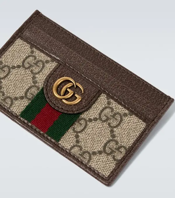 Gucci Ophidia Leather-trimmed Card Case - Brown